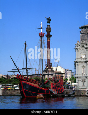 A replica of the Santa Maria, the famous ship of the navigator ...