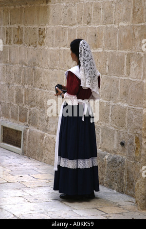 Woman in Traditional Maltese Dress Victoria Gozo Malta Stock Photo - Alamy