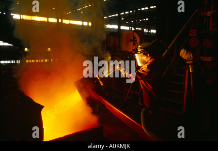 making steel in Tata Corus Llanwern steel works in Wales Stock Photo ...