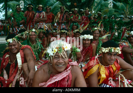 Natives of Funafuti on Tuvalu, an island in the South Pacific, waiting ...