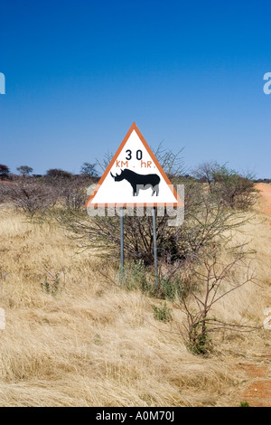 Rhino Warning Sign Namibia Stock Photo - Alamy
