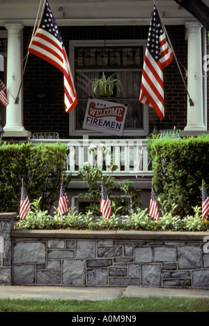 assorted assortment american flags welcome visiting firemen Stock Photo ...