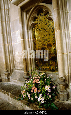 Memorial brass to author Jane Austen in Winchester Cathedral, Hampshire ...