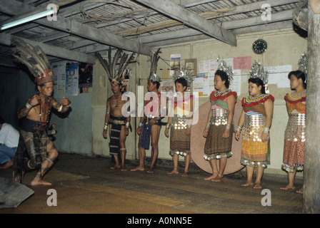 Ceremonial dance in Dayak longhouse Sarawak Malaysia Stock Photo - Alamy