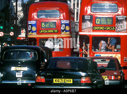 Bus traffic Jam in London oxford street jammed with Routemaster Buses ...