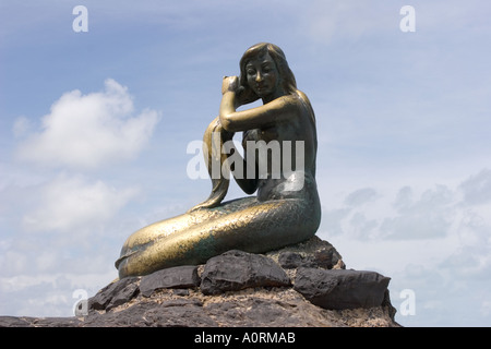 Golden mermaid statue, Songkhla ,Thailand Stock Photo - Alamy