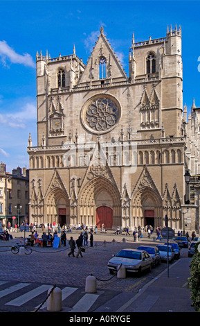 Lyon. Saint Jean Cathedral in old town (vieux Lyon), UNESCO World ...