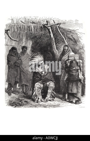 Pawnee Chief & Native American Indian Women in Traditional Costume ...