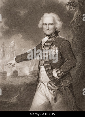 Admiral Alexander Hood (1726-1814), 1st Viscount Bridport, 1837.Artist ...