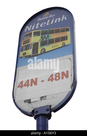 nitelink bus service bus stop dublin ireland eire green real sign basic ...