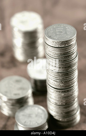 Stacks of Indian coins Stock Photo - Alamy