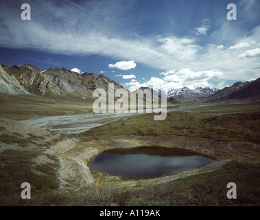 Lake in collapsed Pingo Brooks Range Headwater of Hulahula River Arctic ...
