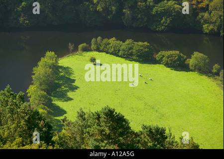 Aerial view of Cwm Rheidol reservoir Near Devils Bridge Ceredigion Mid ...