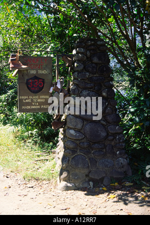 sign at Sandfly Point, the end of the Milford Track in Milford Sound ...