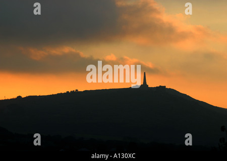 Sunset over Carn Brea Redruth Cornwall UK Stock Photo - Alamy