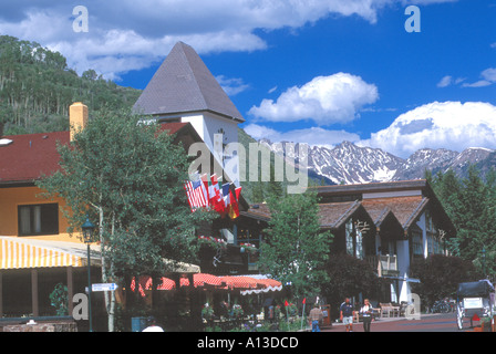Main street in Vail village with sunrise. Vail Colorado Stock Photo - Alamy