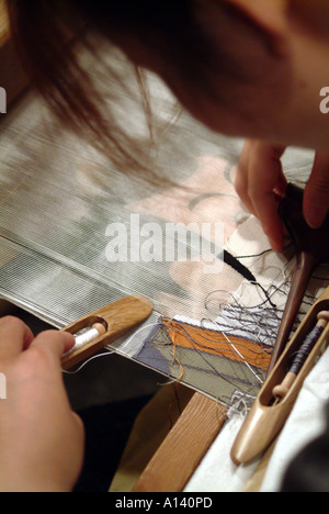 Kimono material being woven on a loom Kyoto Japan Stock Photo - Alamy
