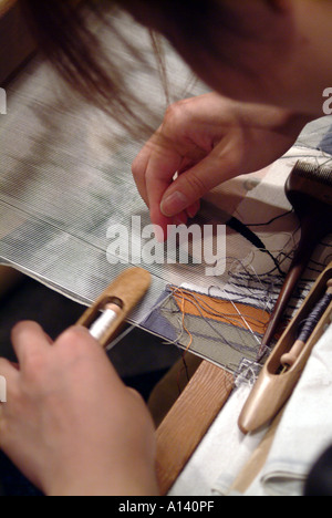 Kimono material being woven on a loom Kyoto Japan Stock Photo - Alamy