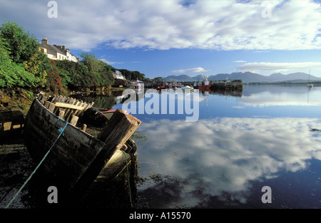 Ireland, Co Galway, Connemara, Roundstone, hands of artist decorating ...