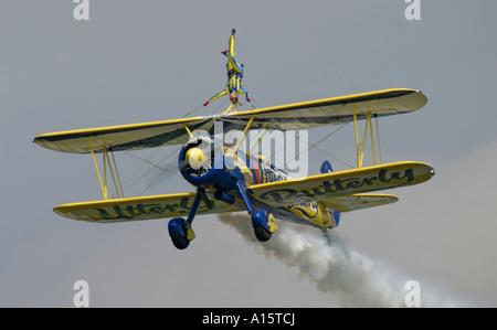 P17 Boeing Steerman with wing walkers Stock Photo - Alamy