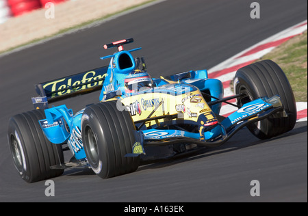 Driver Fernando Alsonso from Spain in his Renault racing car at the ...