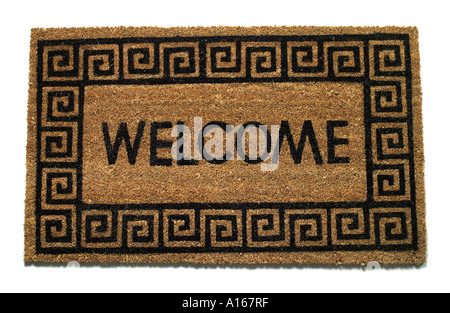 Shoes Off Welcome Mat Isolated On A White Background Stock Photo - Alamy