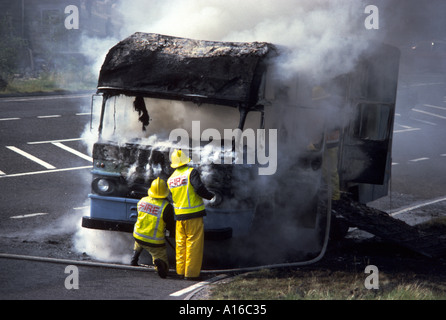 Van on fire at Hayfield, Derbyshire, England, UK Stock Photo - Alamy