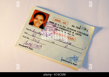 Identification card of the B S G D s junior college of commerce and art ...