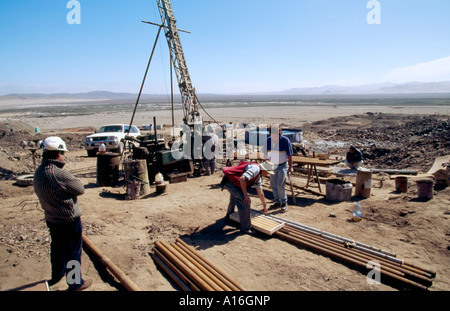 drill crew with their rig at mining camp Atacama Desert Chile Stock ...