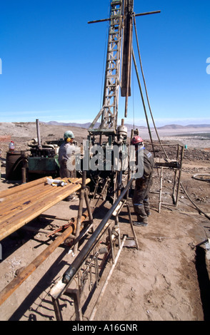drill crew with their rig at mining camp Atacama Desert Chile Stock ...