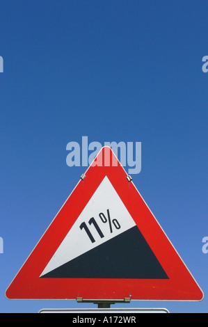 information sign steep hill upwards Stock Photo - Alamy