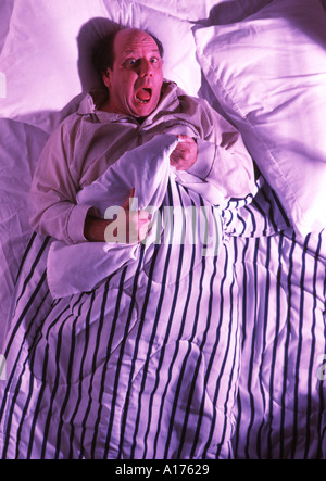 Abstract Man waking up from nightmare scared Stock Photo - Alamy