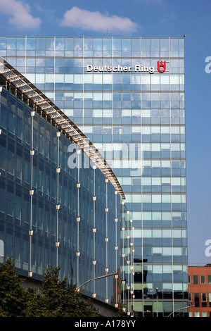 Multi-story glass building; modern architecture in Rheinau-Hafen ...