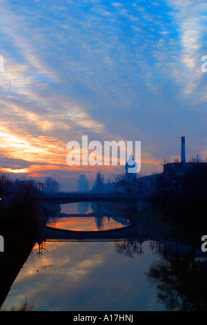 The sun setting over the River, Romania, Timisoara Stock Photo - Alamy