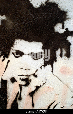 Man with Dreadlocks, Stencil Graffiti Art Stock Photo - Alamy