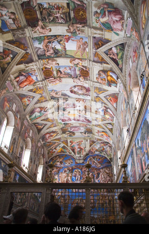 The ceiling of the Sistine Chapel in the Vatican, Rome. Showing the ...