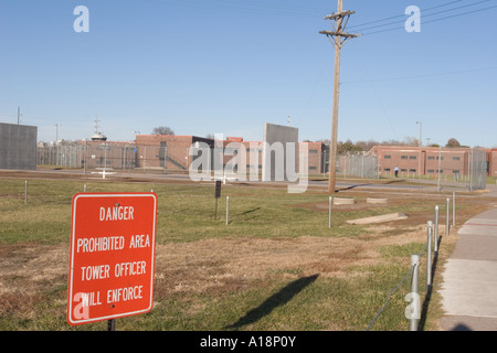Sign on prison yard letting inmates know where they can and can not go ...