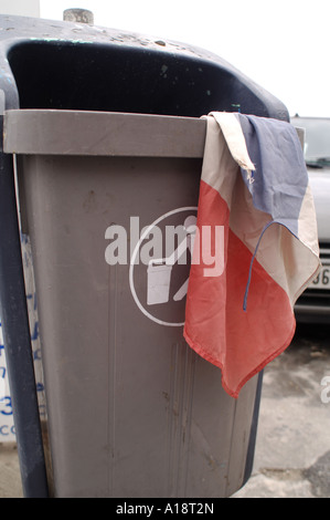 French flag left in a dustbin in Antibes, South of France Stock Photo ...
