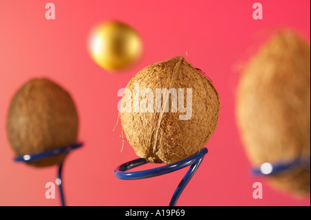 Coconut shy fairground game, knock a coconut off to win Stock Photo - Alamy