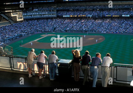 Baseball Fans watch the Seattle Mariners and the Milwaukee Brewers play ...