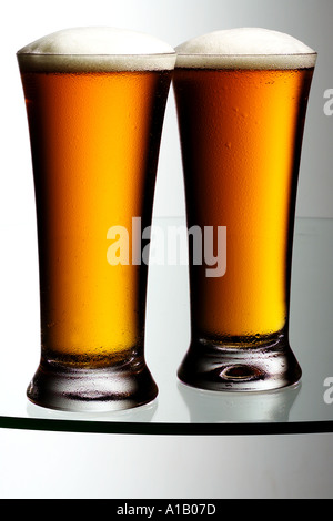 two beers lager Stock Photo - Alamy