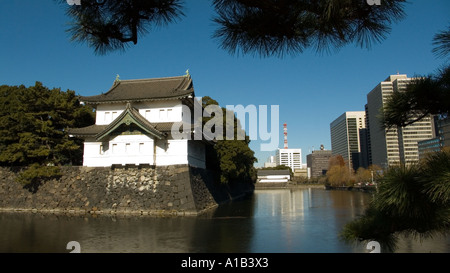 Moat and watchtower Imperial Palace gardens Tokyo Japan Stock Photo - Alamy