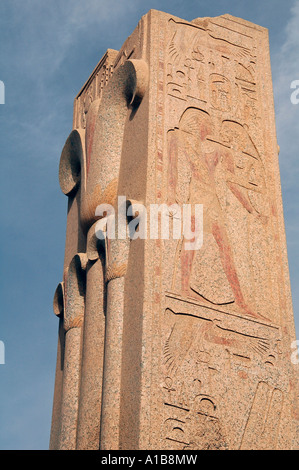 Hieroglyphic script engraved into a granite obelisk at The Precinct of ...