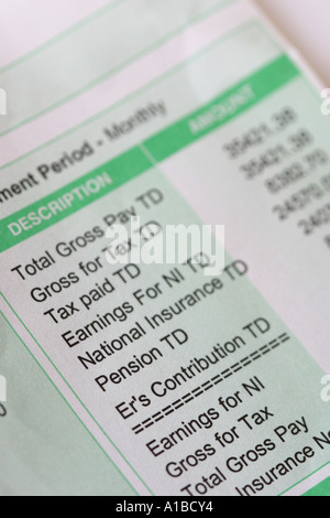 Pay slip wages slip salary pay packet salaries Stock Photo - Alamy