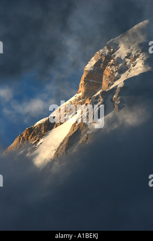 A precipitous ridge of Jhomolhari, Bhutan's second highest mountain ...