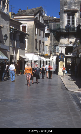 Historic Center of Corfu town. Streets of Corfu city Greece ...