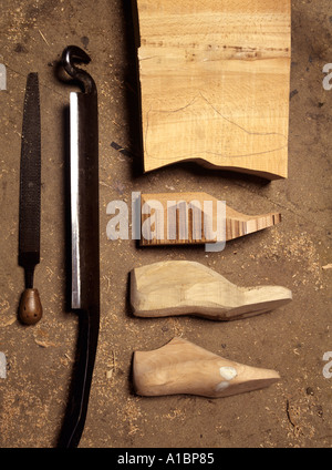 Making lasts for riding boots Stock Photo - Alamy