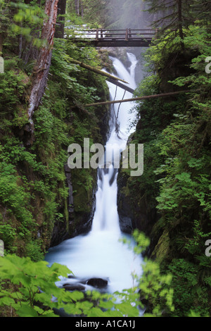 Clear waters of the Sol Duc River rushing over rocks in Olympic ...