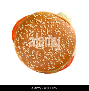 Tasty and appetizing hamburger on a yellow background Stock Photo - Alamy