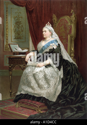Queen Victoria in 1887, portrait from a souvenir publication to mark ...
